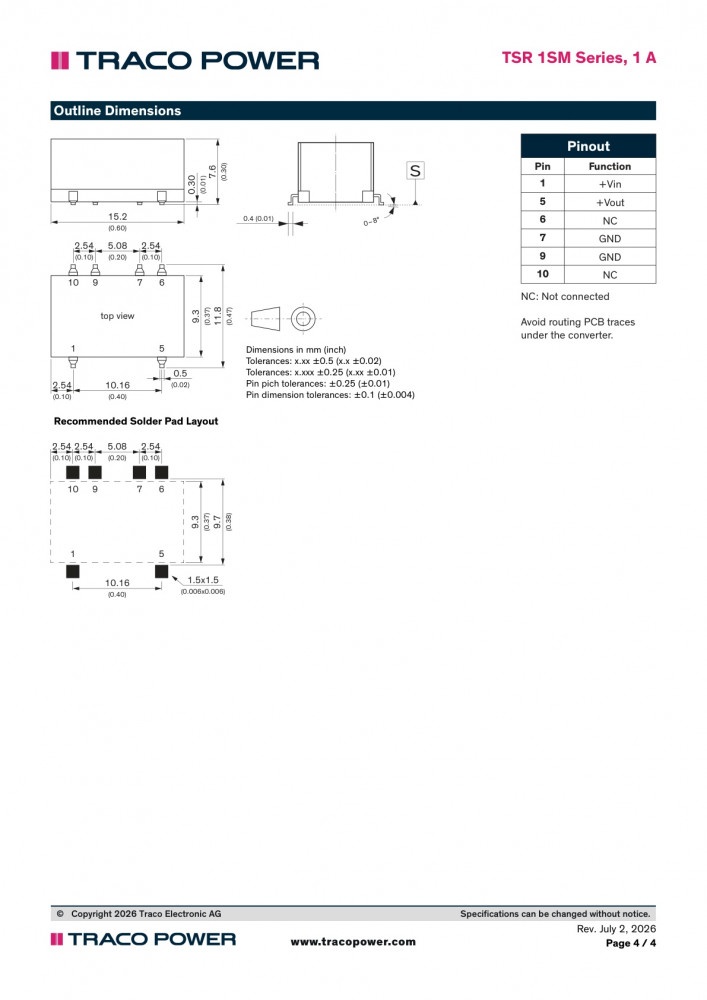 TSR 1-2450SM technical document page 4