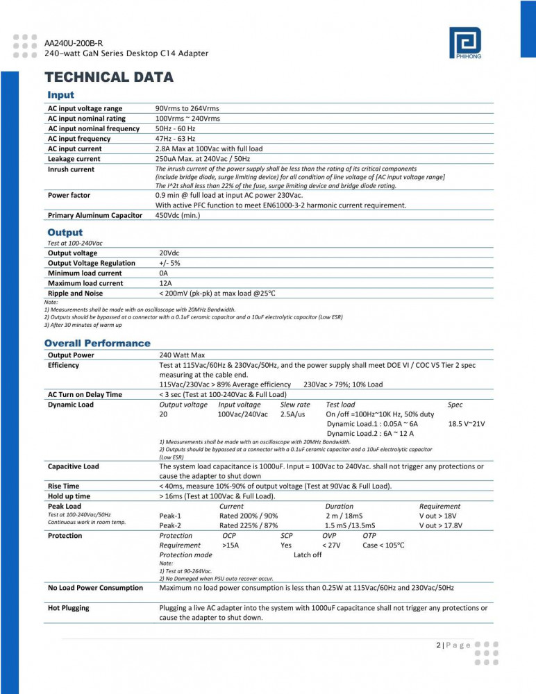 AA240U-200B-R technical document page 2