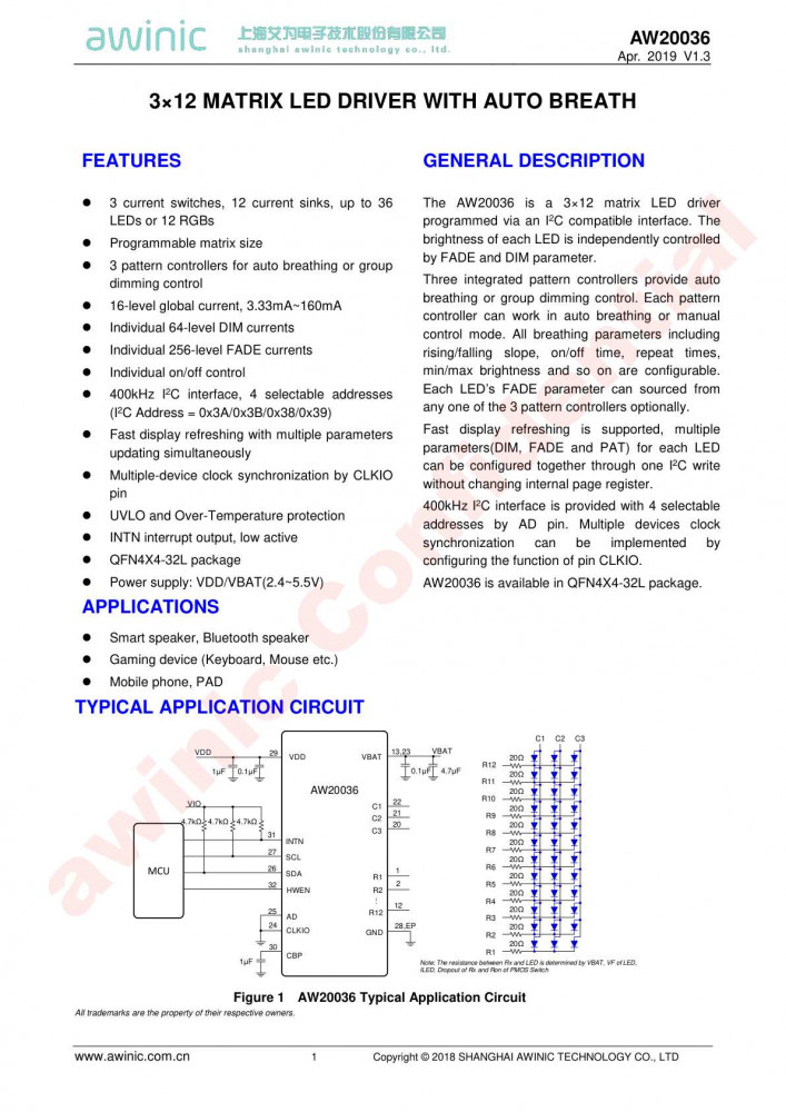 AW20036QNR technical document page 1