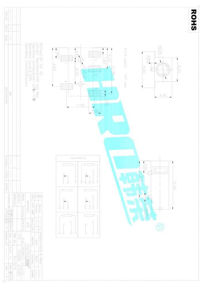 PJ-327B-5A technical drawing page