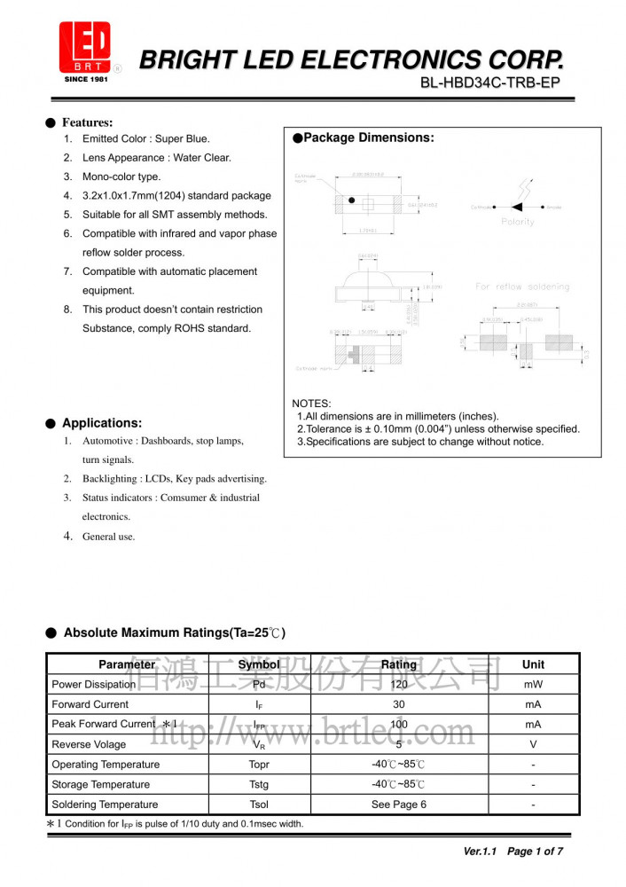 BL-HBD34C-TRB-EP datasheet page 1