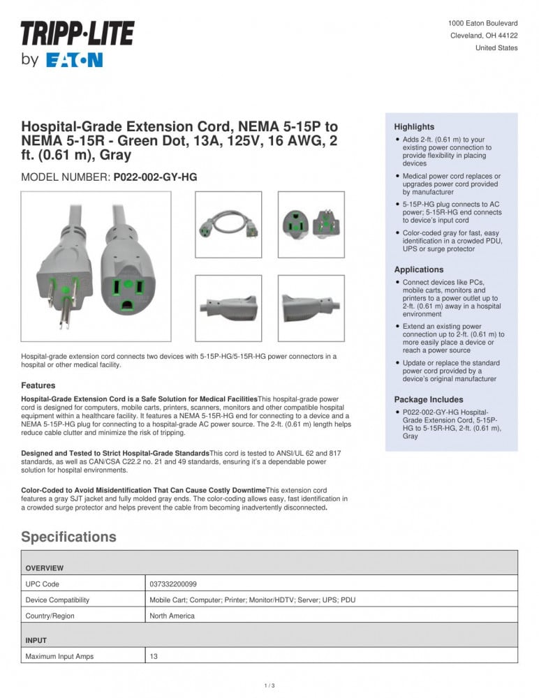 P022-002-GY-HG technical document page 1