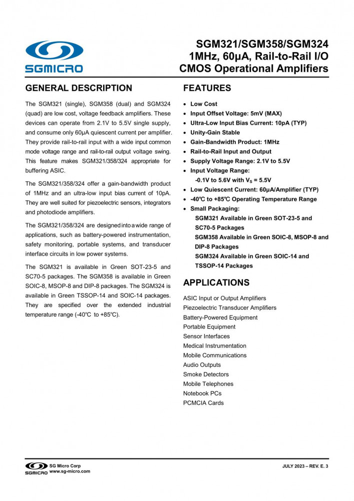 SGM324 datasheet preview, page 1