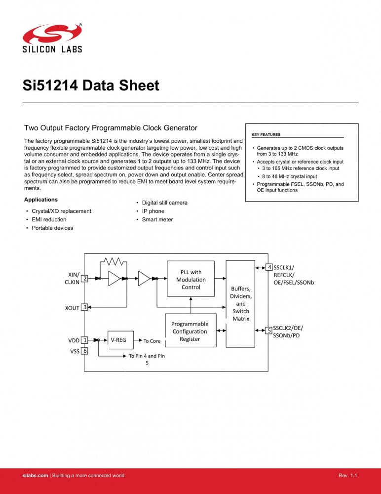 SI51214 datasheet page 1