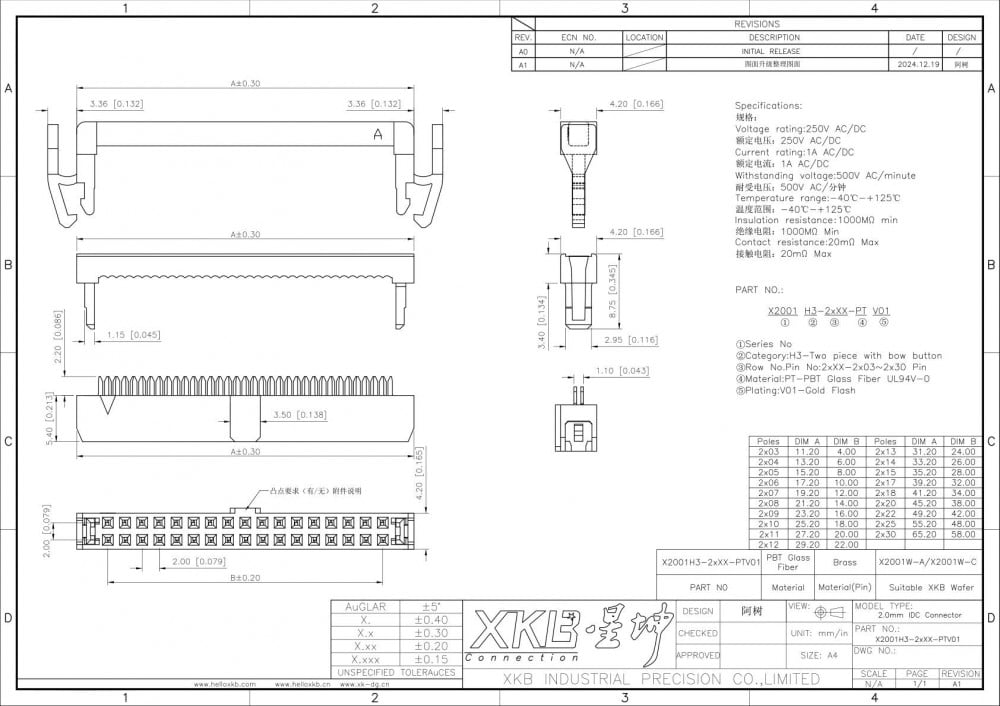 X2001H3-2x05-PTV01 technical document page
