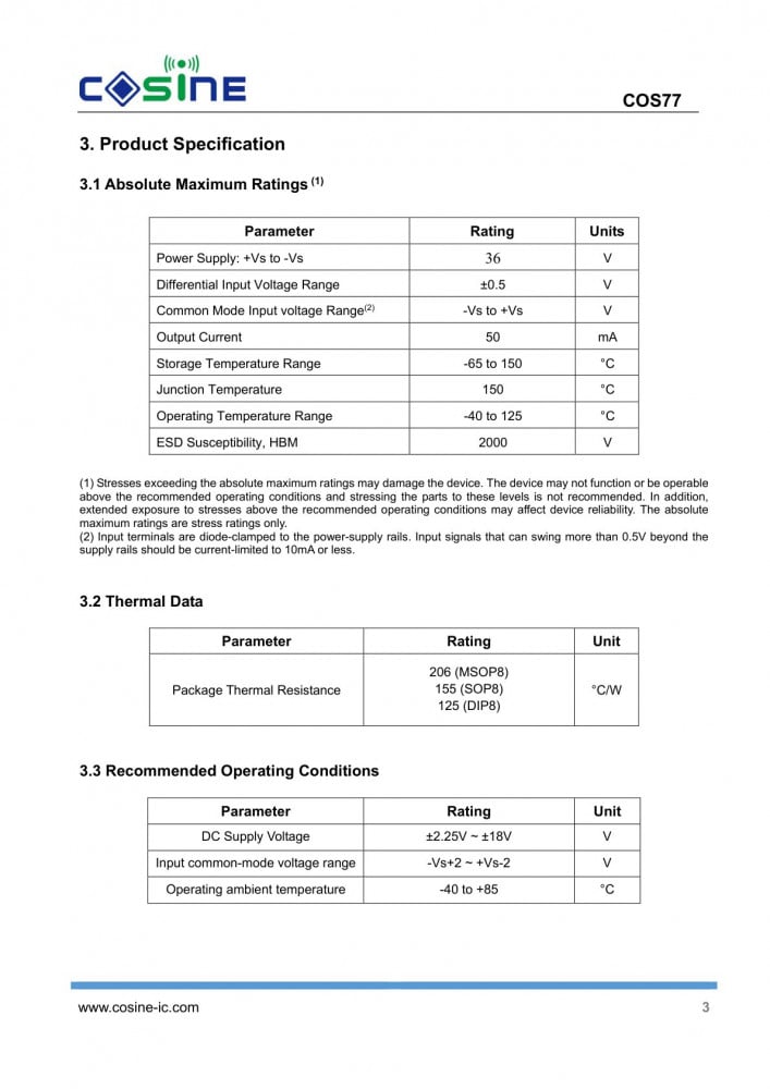 COS77DT datasheet page 3