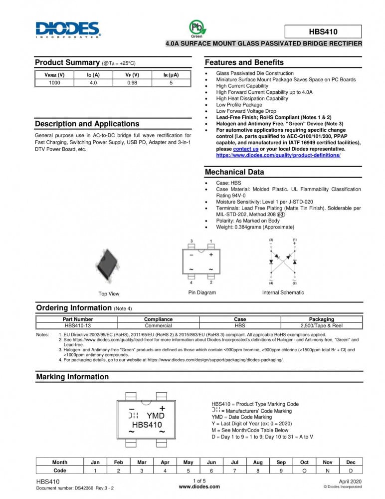 HBS410-13 datasheet page 1