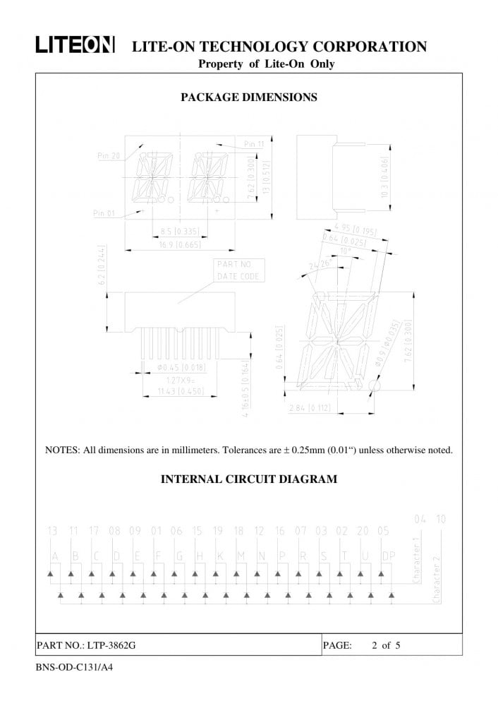 LTP-3862G datasheet page 2