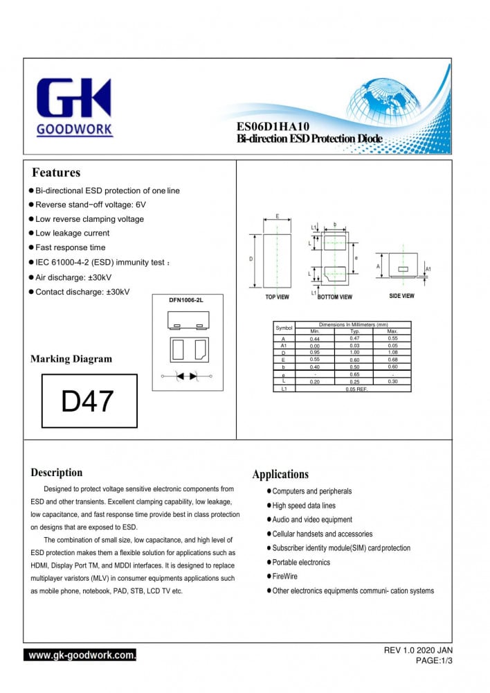 ES06D1HA10 datasheet page 1