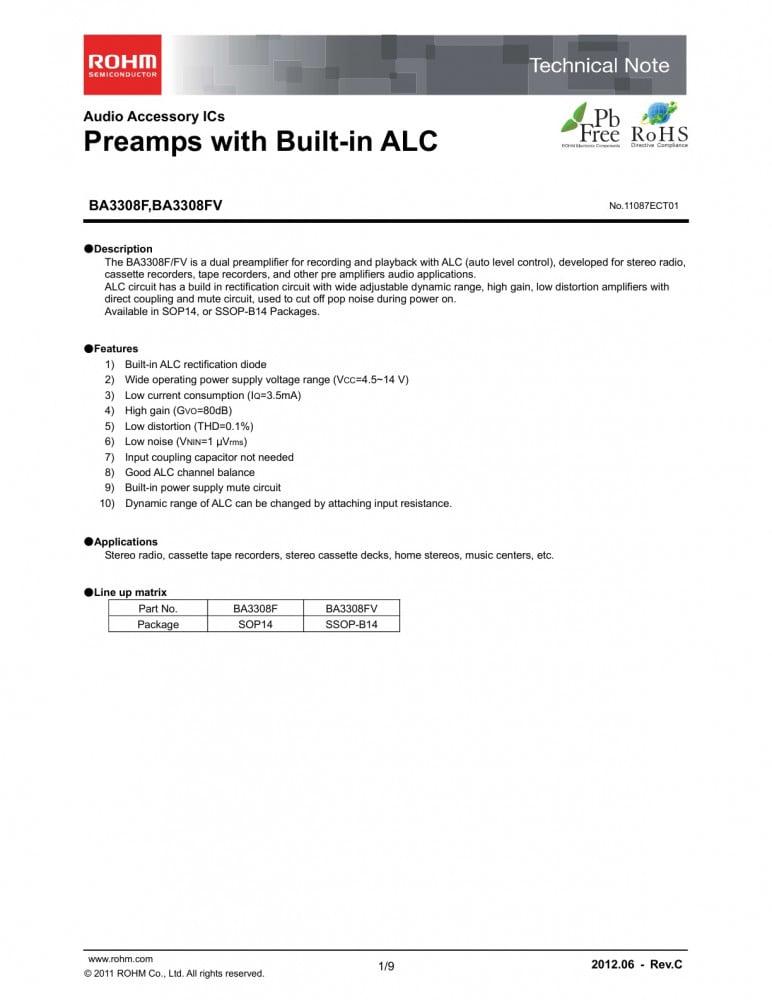 BA3308F-E2 technical document page 1
