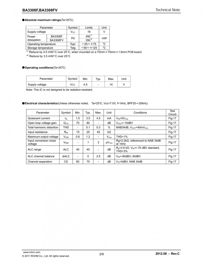 BA3308F-E2 technical document page 2