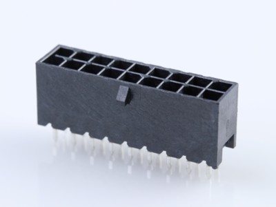 Micro-Fit+ Vertical Header, Through Hole, 3.00mm Pitch, Dual Row, 10 Circuits, 0.38µm Gold (Au) Plating, Glow-Wire Capable, Black, Tape and Reel