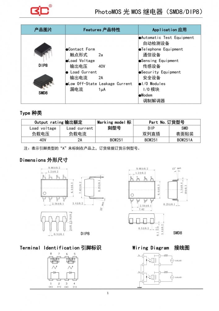 BCW251A technical document page 1