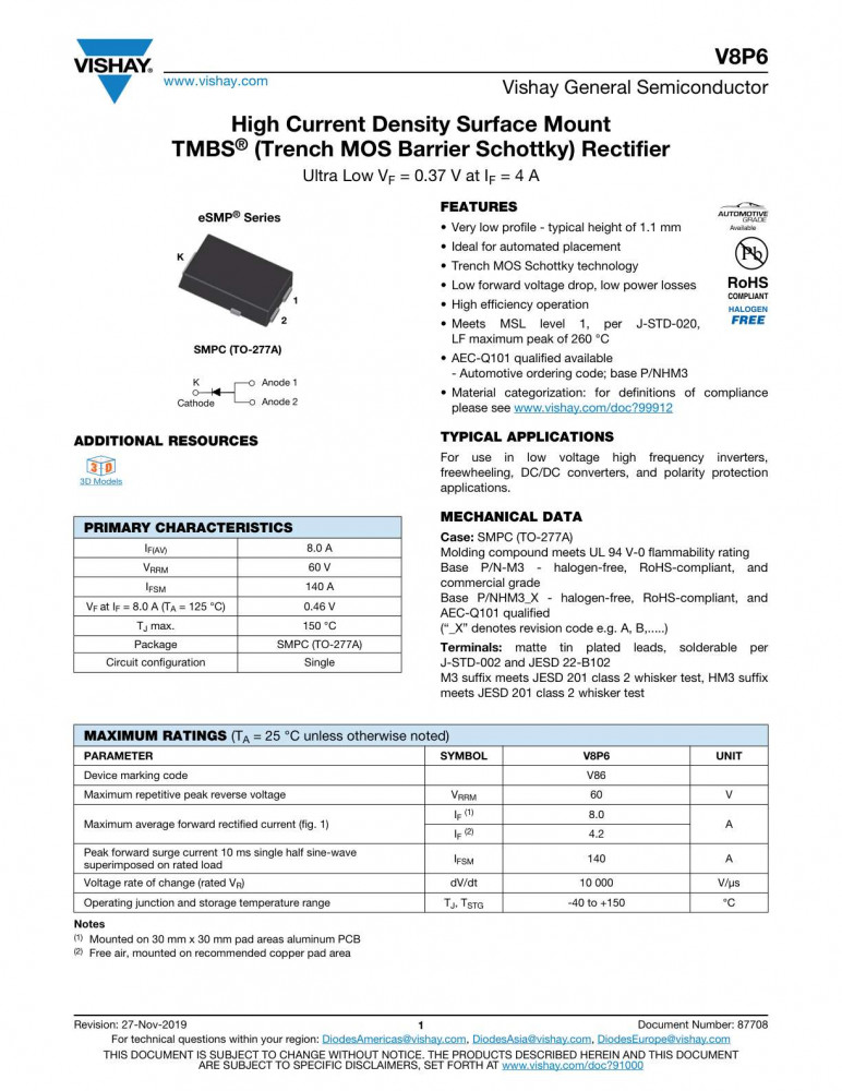 V8P6 datasheet page 1