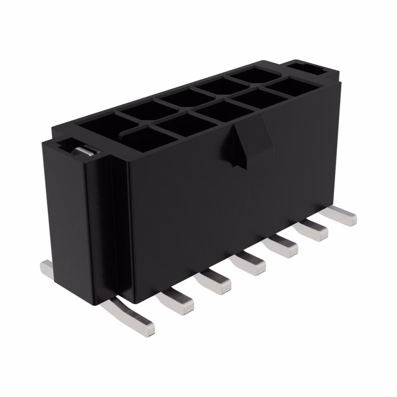 Mini-Fit Max Vertical Header, Dual Row, Surface Mount, 10 Circuits, Matte Tin (Sn) Plating, Black, Glow-Wire Capable, with Pick-and-Place Tape, Tape and Reel for sale
