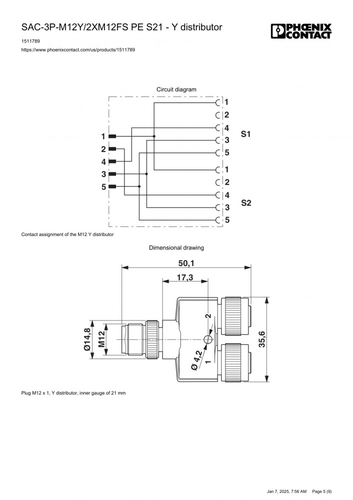Phoenix Contact 1511789 material specifications page