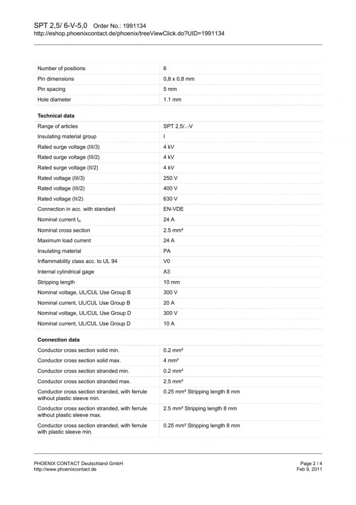 Phoenix Contact 1991134 technical document page 2