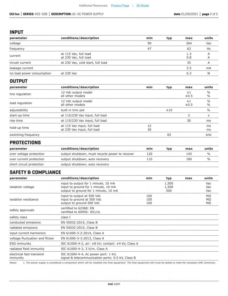 VGS-50B-12 datasheet page 2