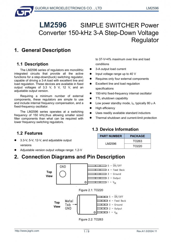LM2596 datasheet page 1