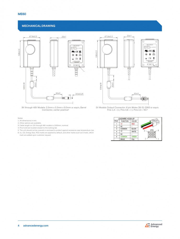 ME60 series datasheet page 4