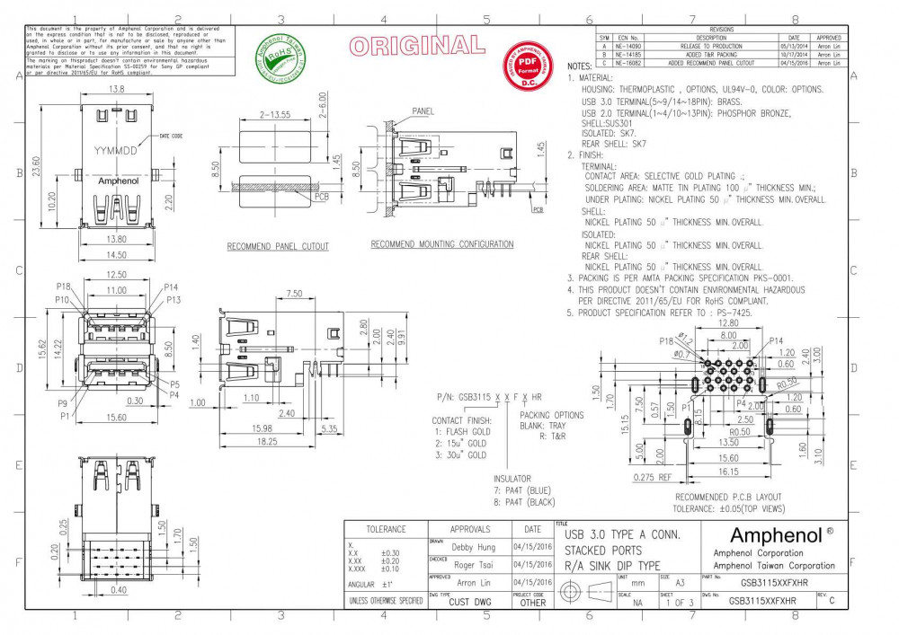 Amphenol GSB311538FRHR drawing page 1