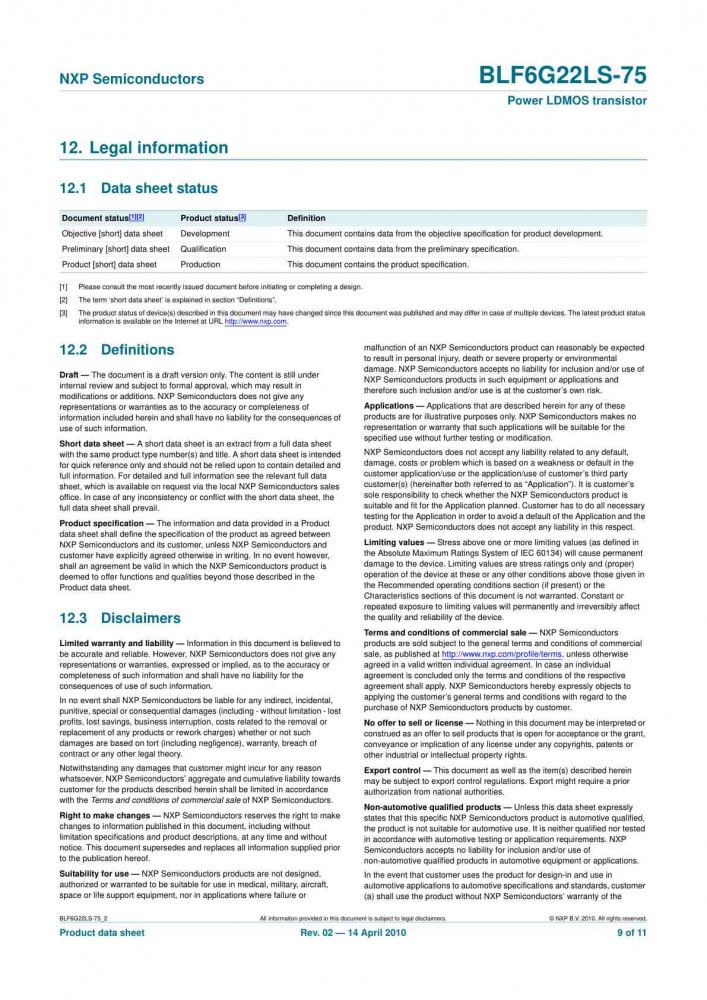 BLF6G22LS datasheet page 9