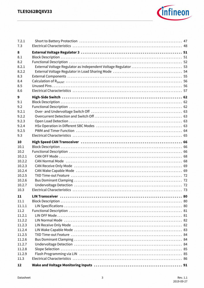 TLE9262BQXV33 datasheet page 3