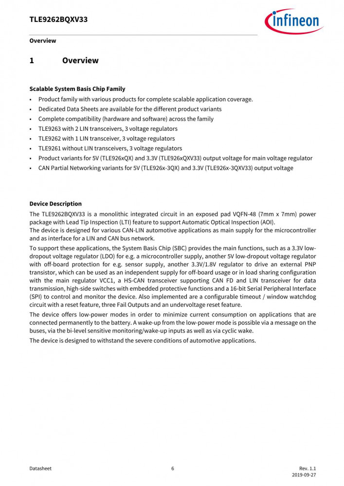 TLE9262BQXV33 datasheet page 6