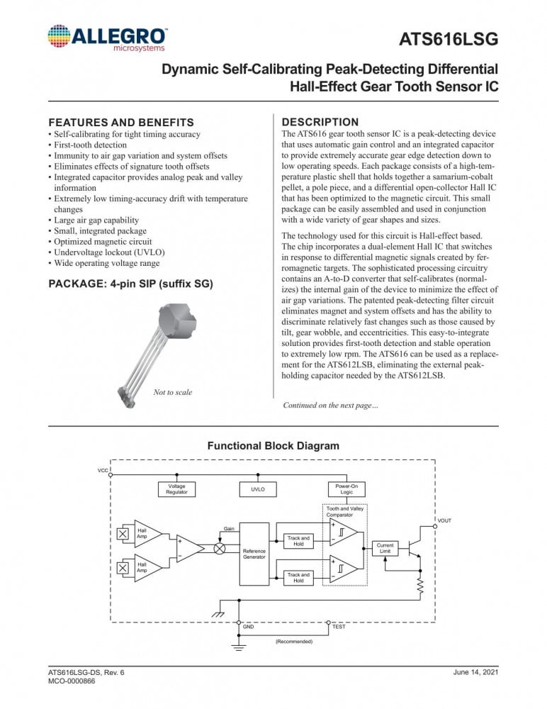 ATS616LSGTN-T datasheet page 1