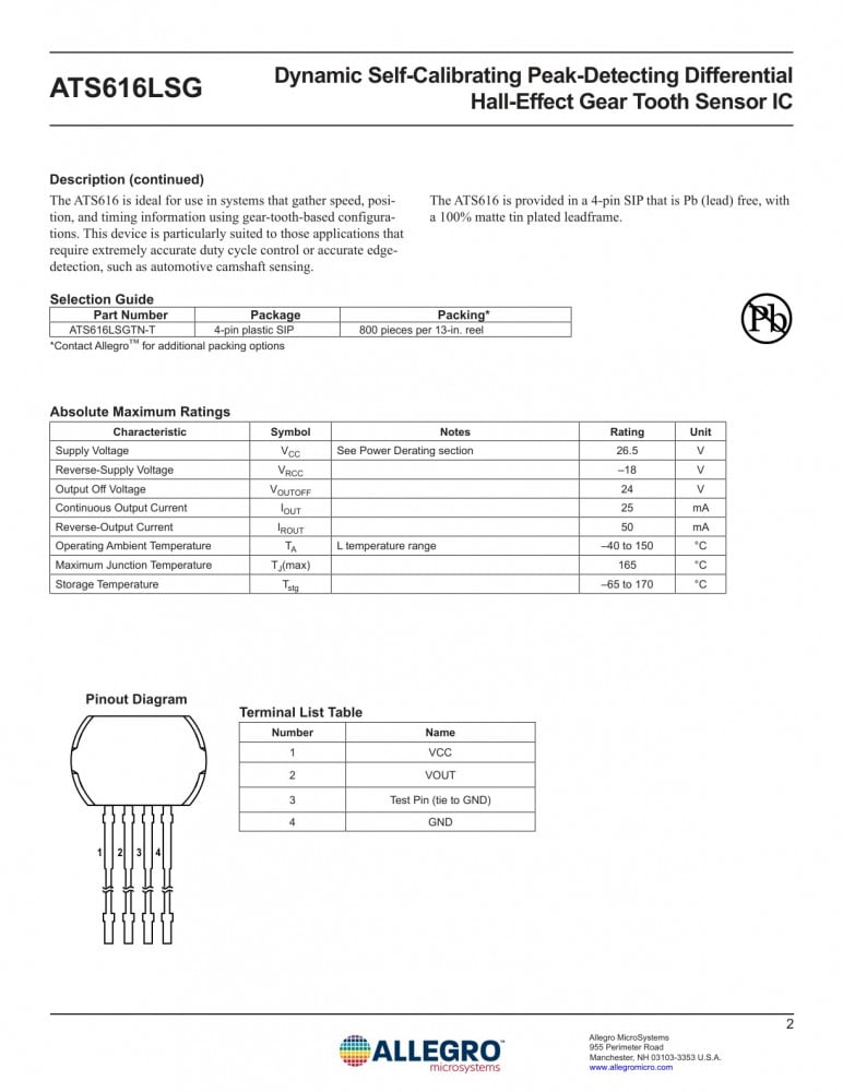 ATS616LSGTN-T datasheet page 2
