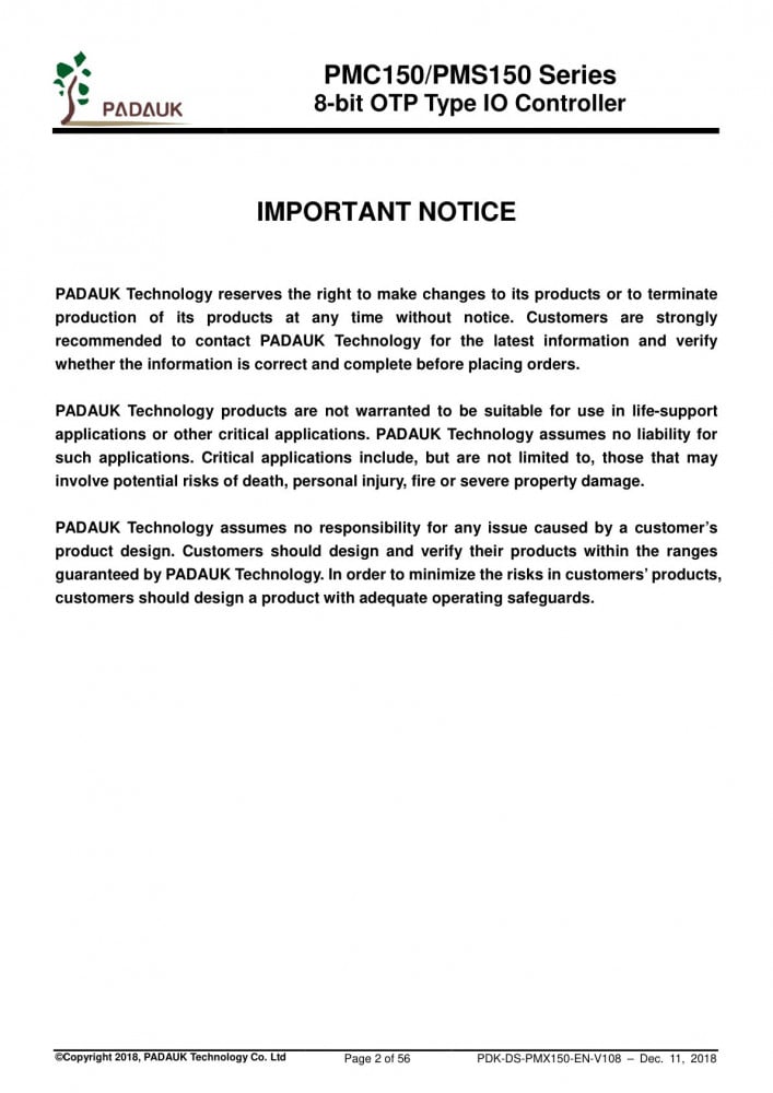 PMC150 datasheet page 2