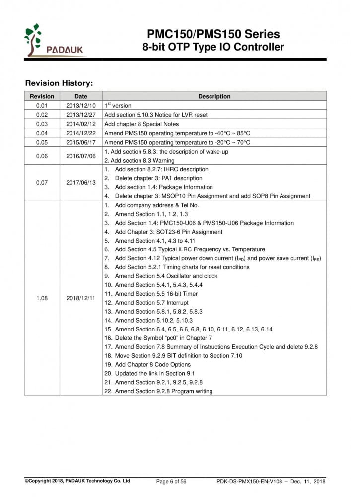 PMC150 datasheet page 6
