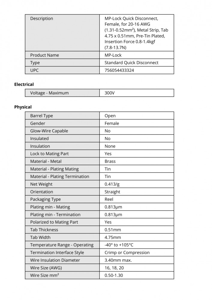 Technical document page 2 for MOLEX 350689842
