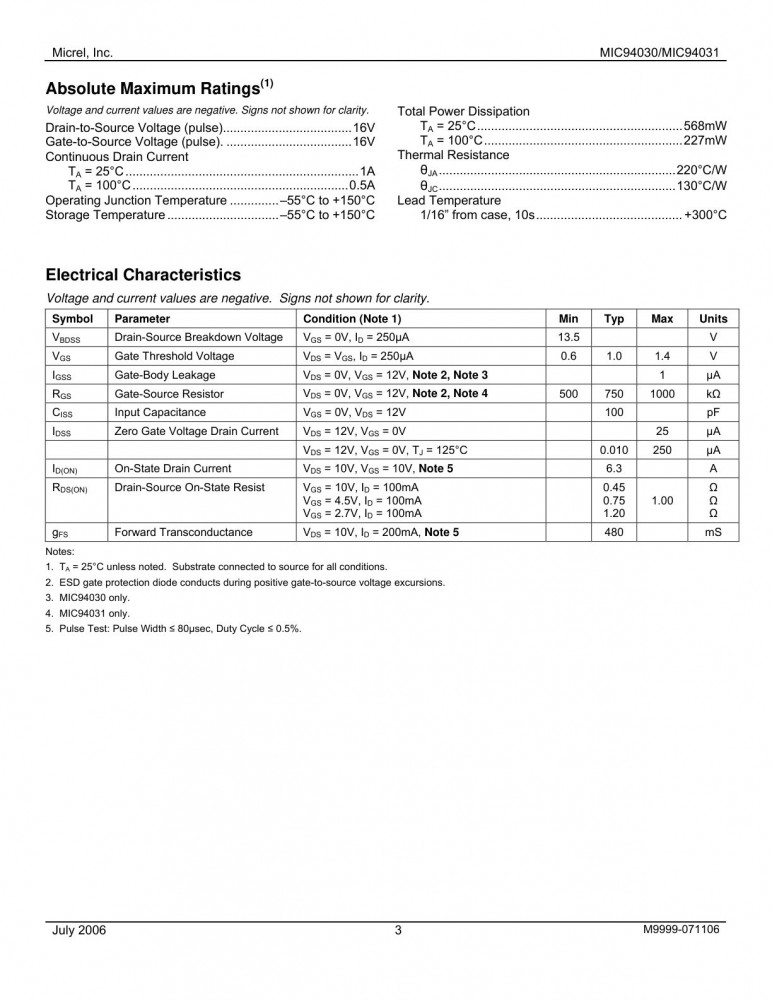 MIC94030YM4-TR technical document page 3