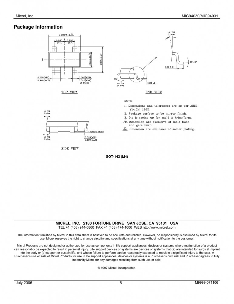 MIC94030YM4-TR technical document page 6