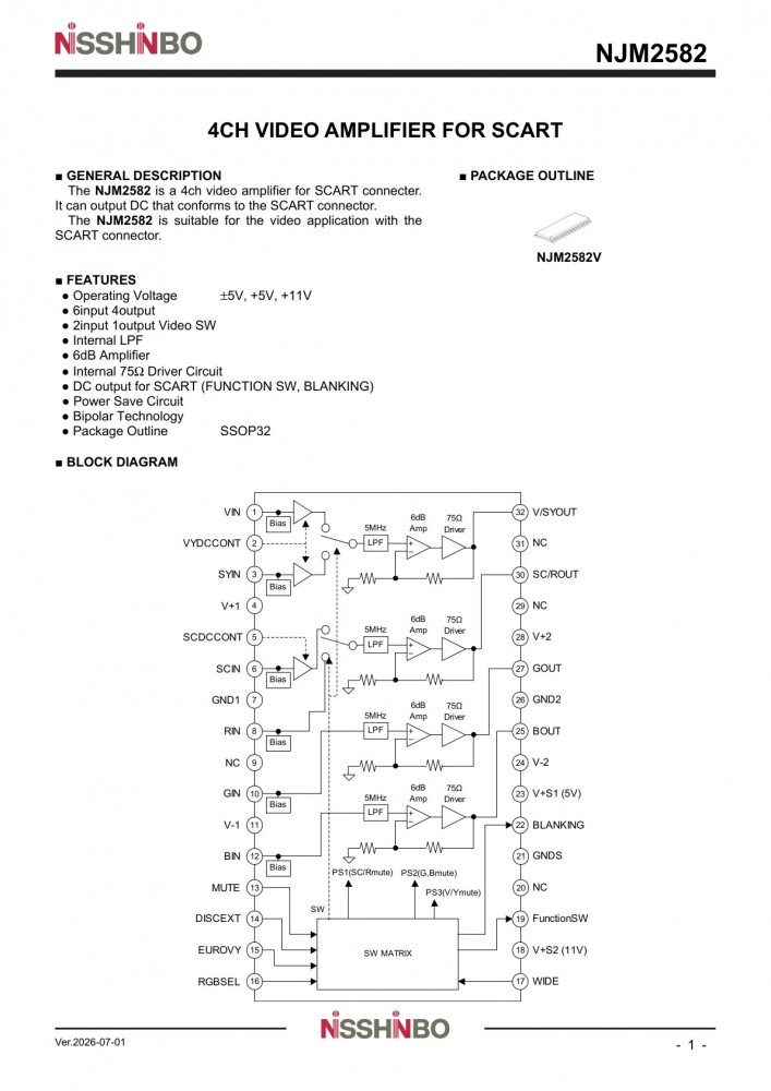 NJM2582 datasheet page 1