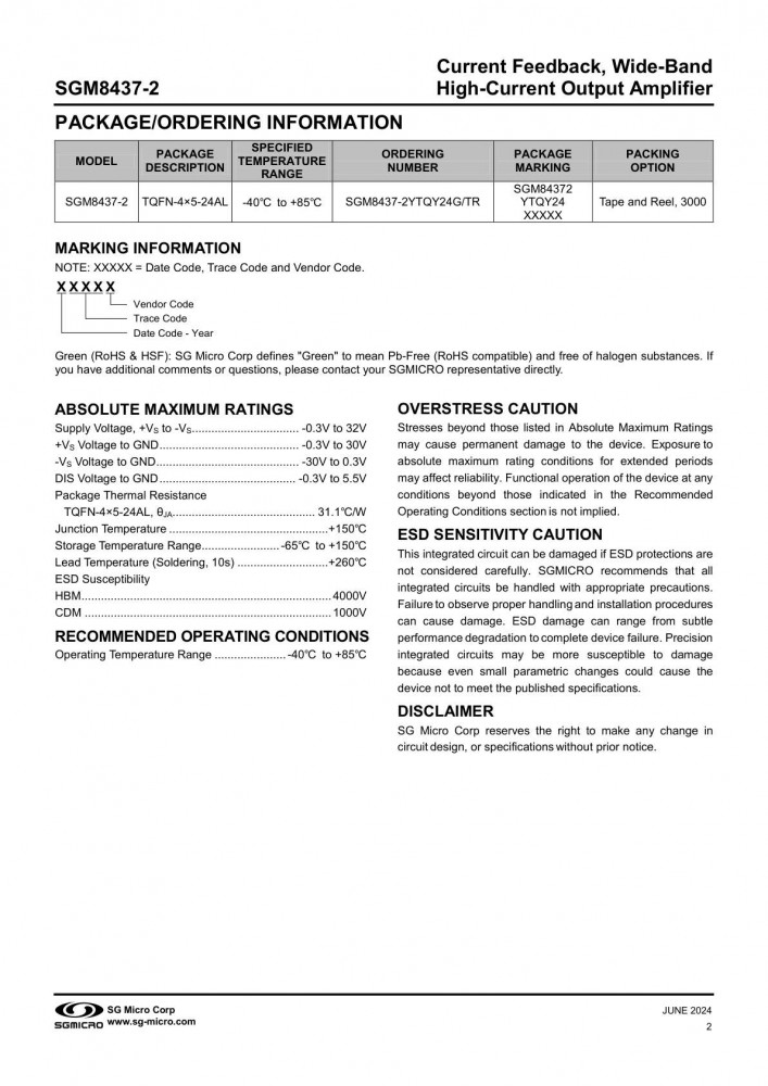 SGM8437-2 datasheet page 2