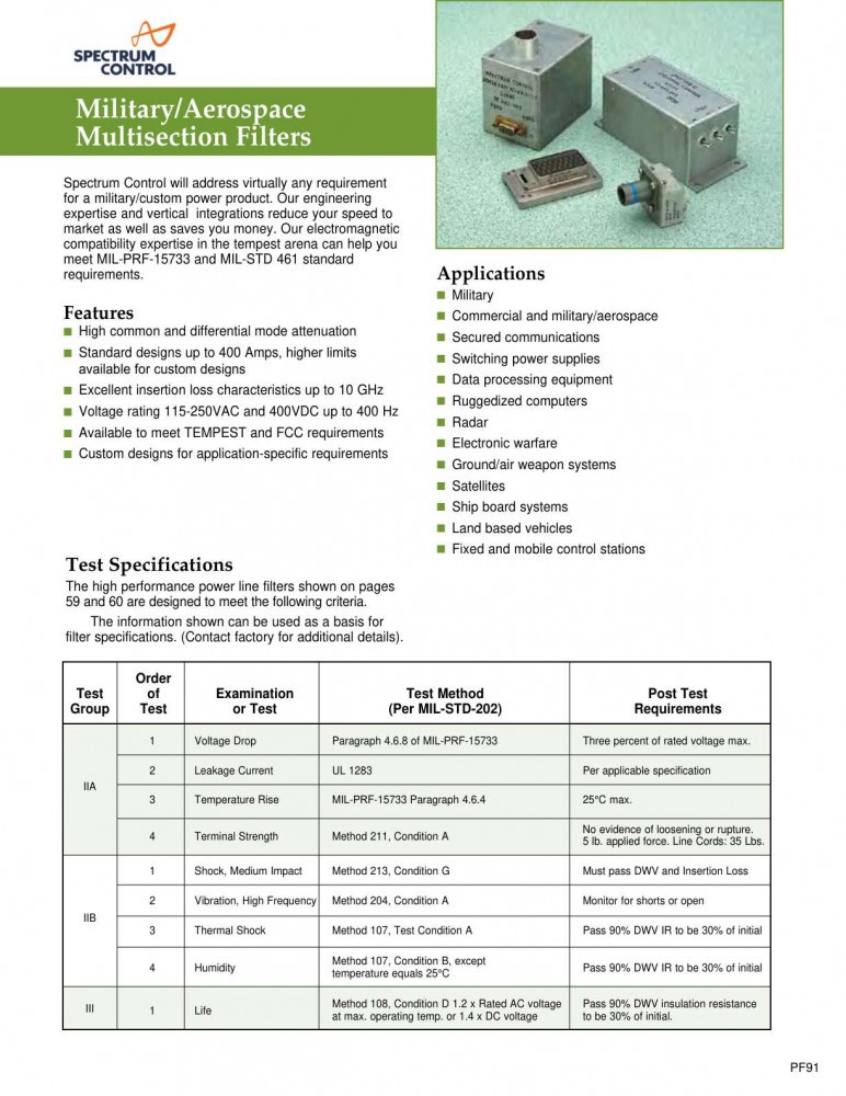 Spectrum Control product document page 1