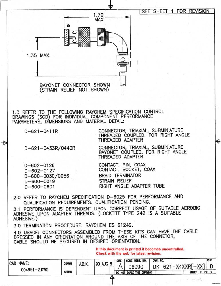 Technical drawing page 2 for the triaxial connector plug kit