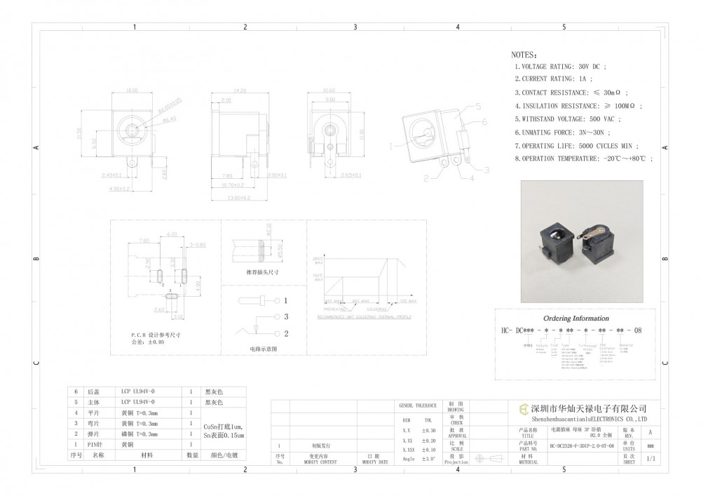 HCTL HC-DC2526-F-3DIP-2.0-HT-08 technical drawing