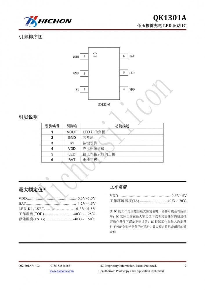 QK1301A datasheet page 2