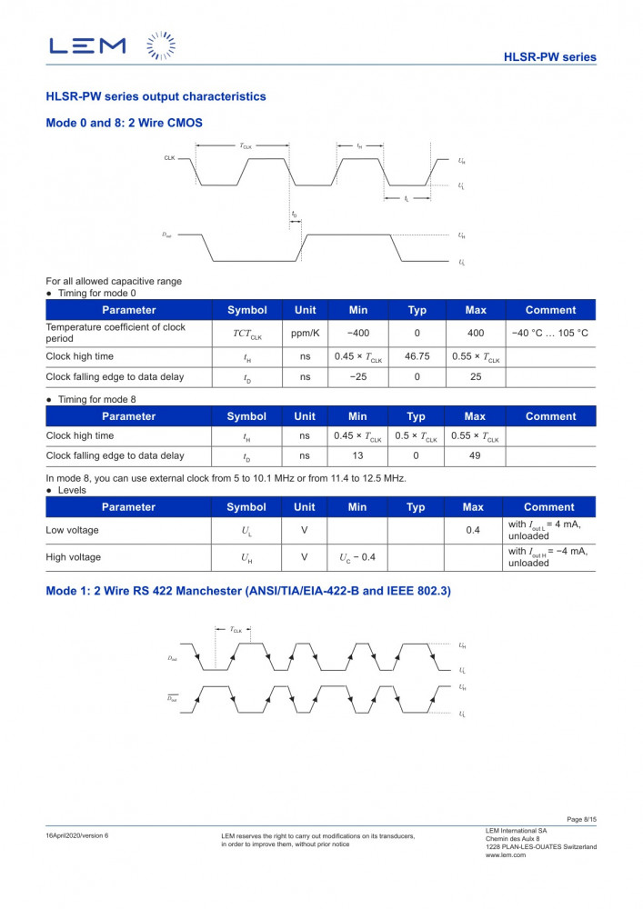 LEM HLSR-PW datasheet page 8