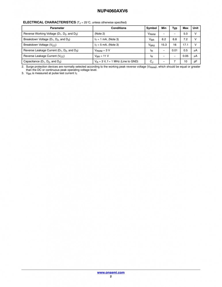 NUP4060AXV6T1G datasheet page 2