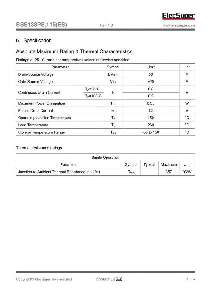 BSS138PS,115(ES) technical document page 2