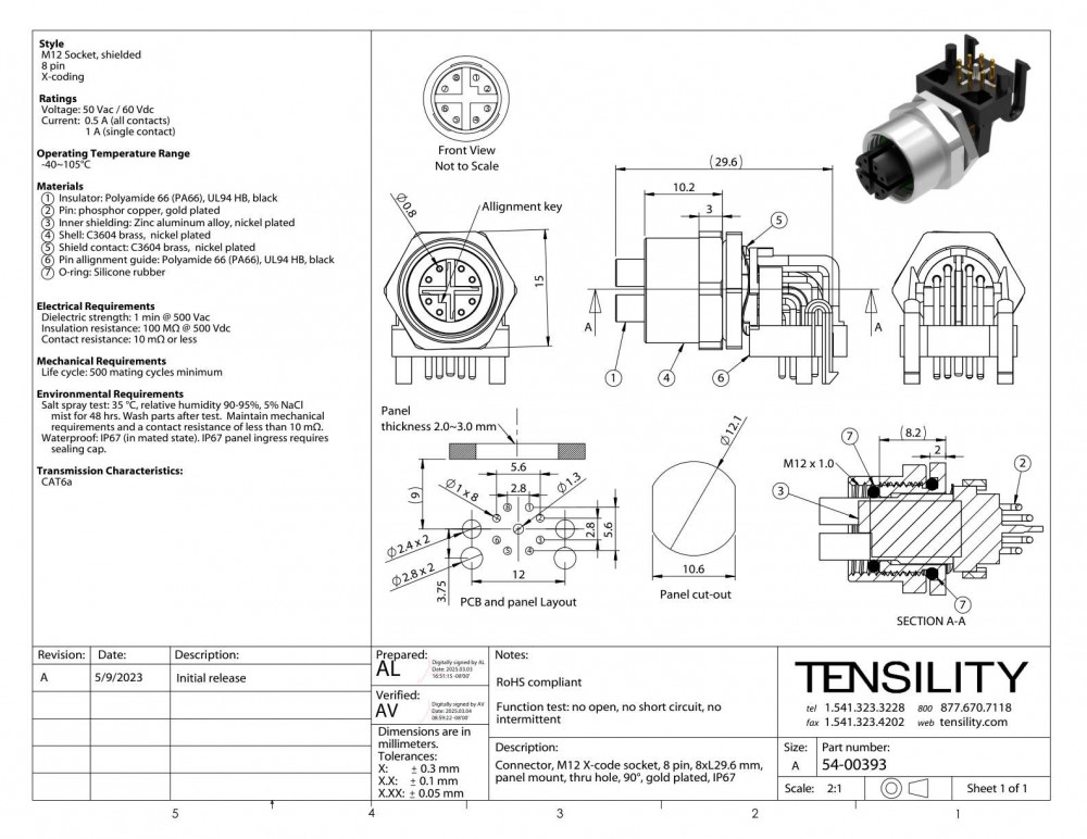 Tensility International 54-00393 product drawing preview