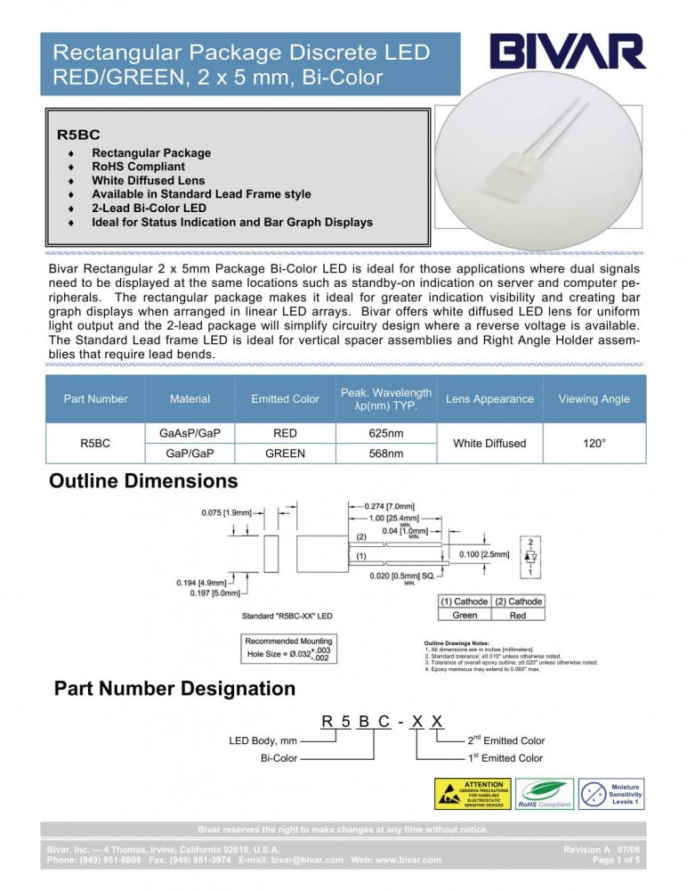 BIVAR R5BC datasheet page 1