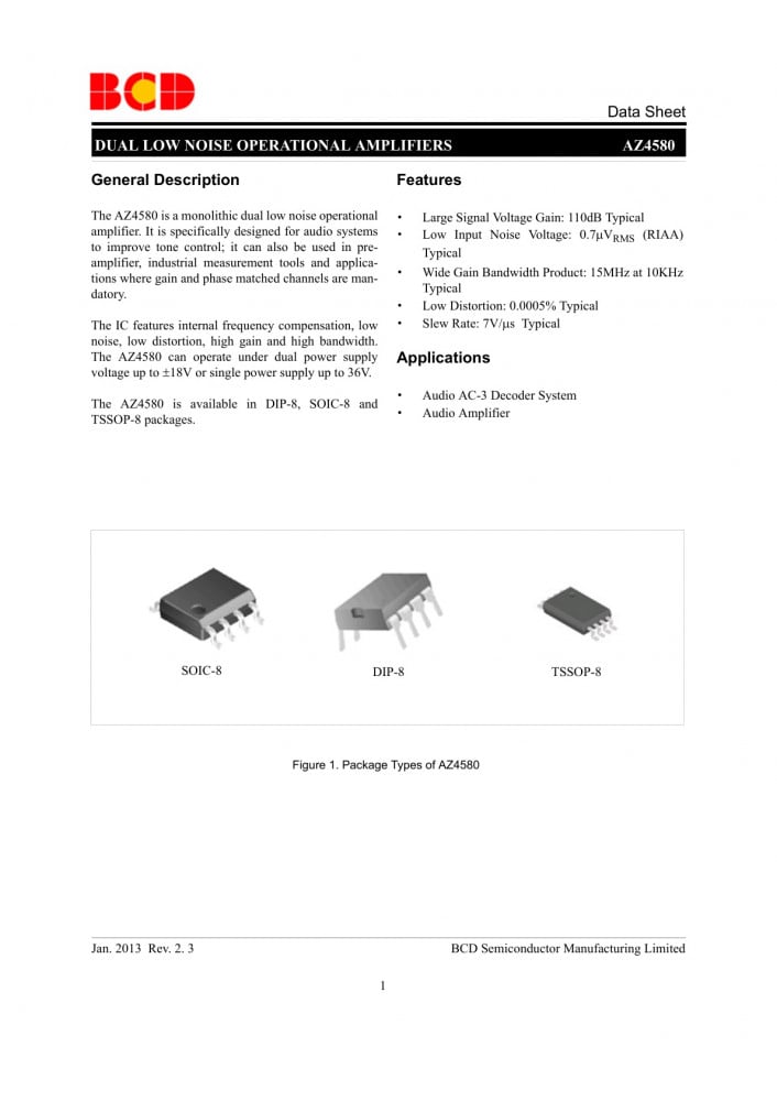 AZ4580 datasheet page 1