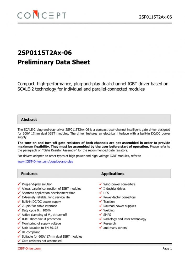 2SP0115T2A0-06 datasheet page 1