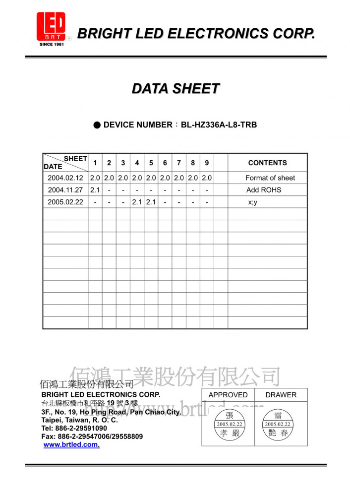 BL-HZ336A-L8-TRB datasheet page 1