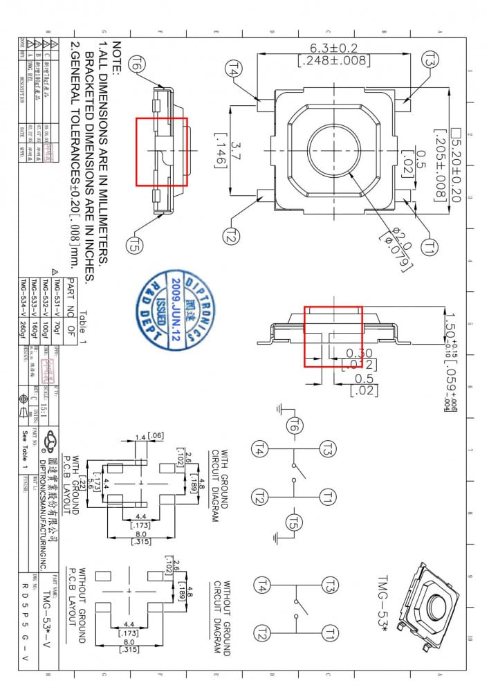 Diptronics TMG-534 drawing page